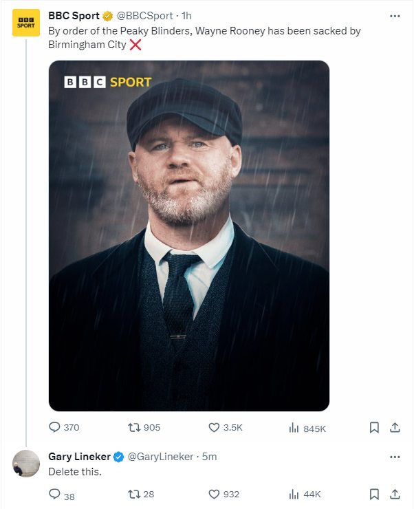 Ρούνεϊ: Το BBC έκανε ανάρτηση με... Peaky Blinders για την απόλυση του ...
